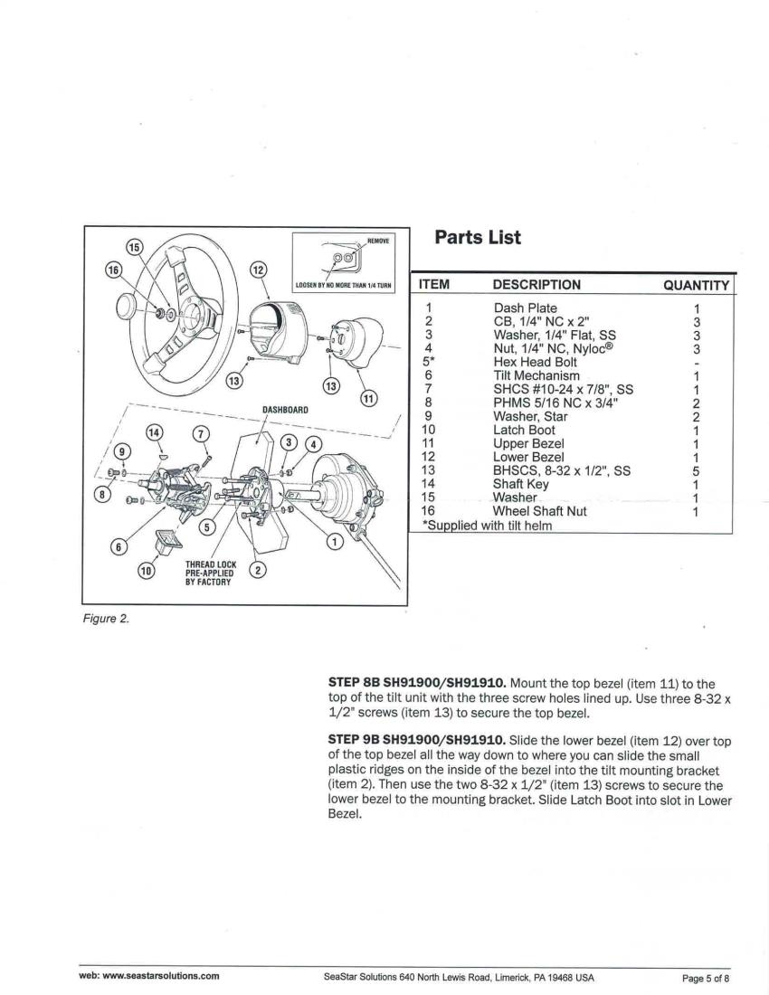 SeaStar Teleflex SH91800P Performance Steering Tilt Helm Mechanism ...