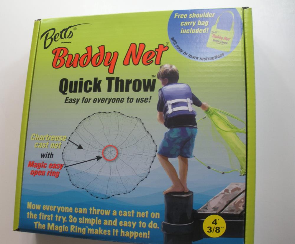 Betts CH4IEZ Quick Throw Buddy Cast Net W/Ring 4 Ft Radius 3/8" Mesh ...
