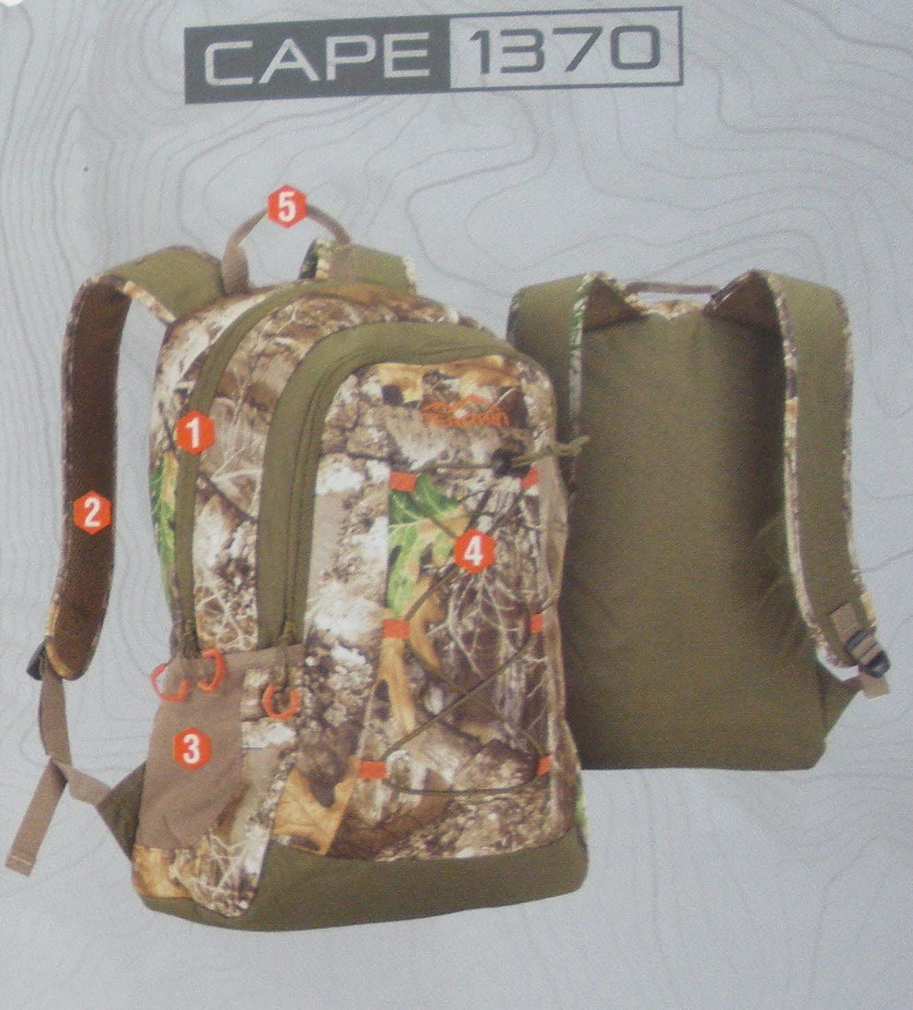 Allen 19202 Cape Daypack Backpack 1350 Cubic Inch Realtree Edge Camo ...